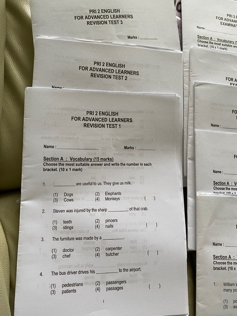 Primary 2 English papers (test & exam), Hobbies & Toys, Books ...