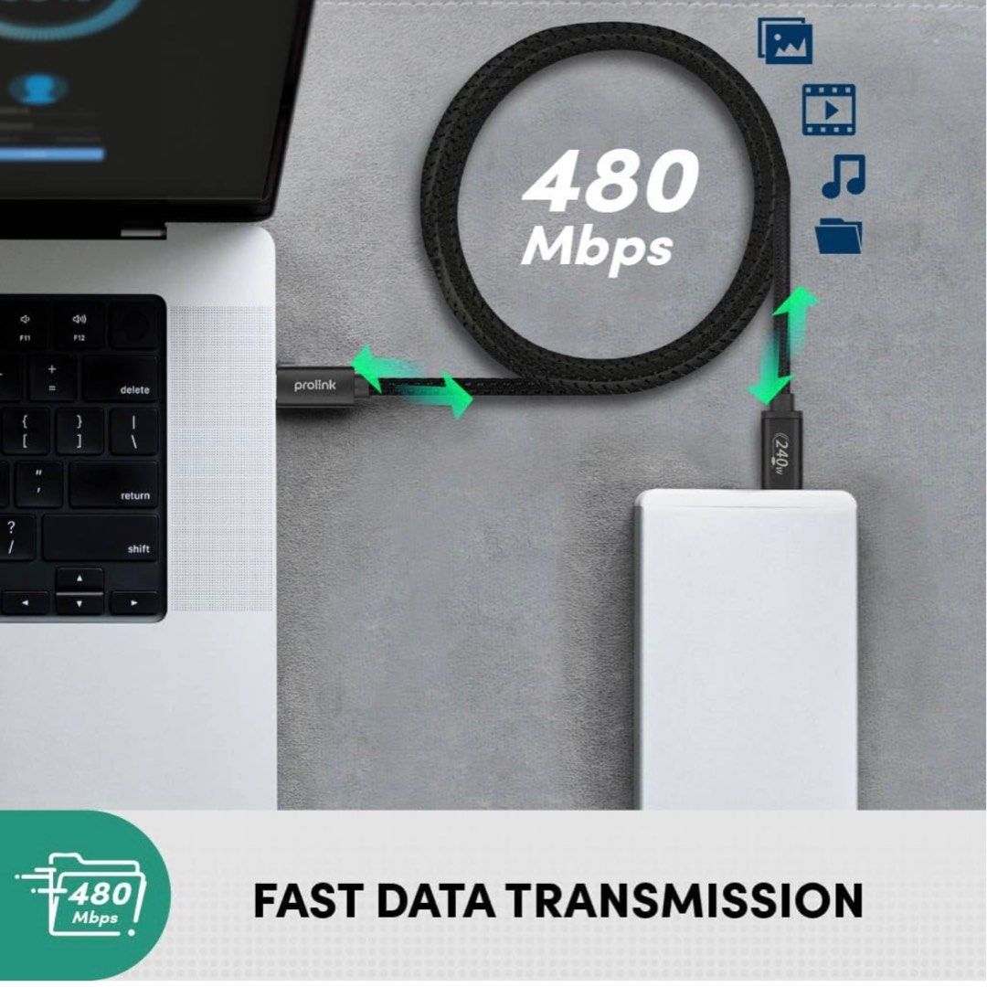 Prolink 240W USB C-C PD 3.1 E-Mark USB C-C Cable (2 meter), Computers ...