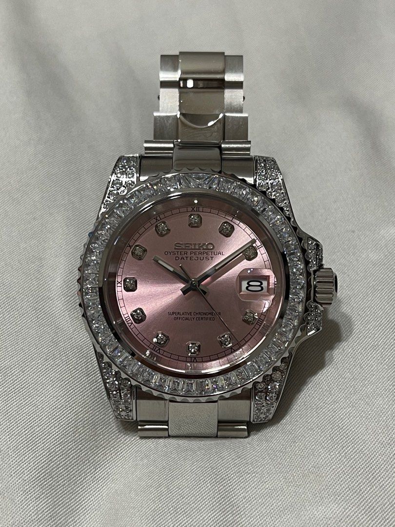 Seiko Mod Ladies Pink Crystal Diamond, Women's Fashion, Watches ...