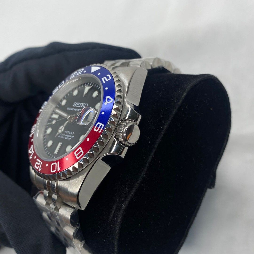 Seiko mod Pepsi bezel gmt nh35 movmemt, Fesyen Pria, Jam Tangan di Carousell