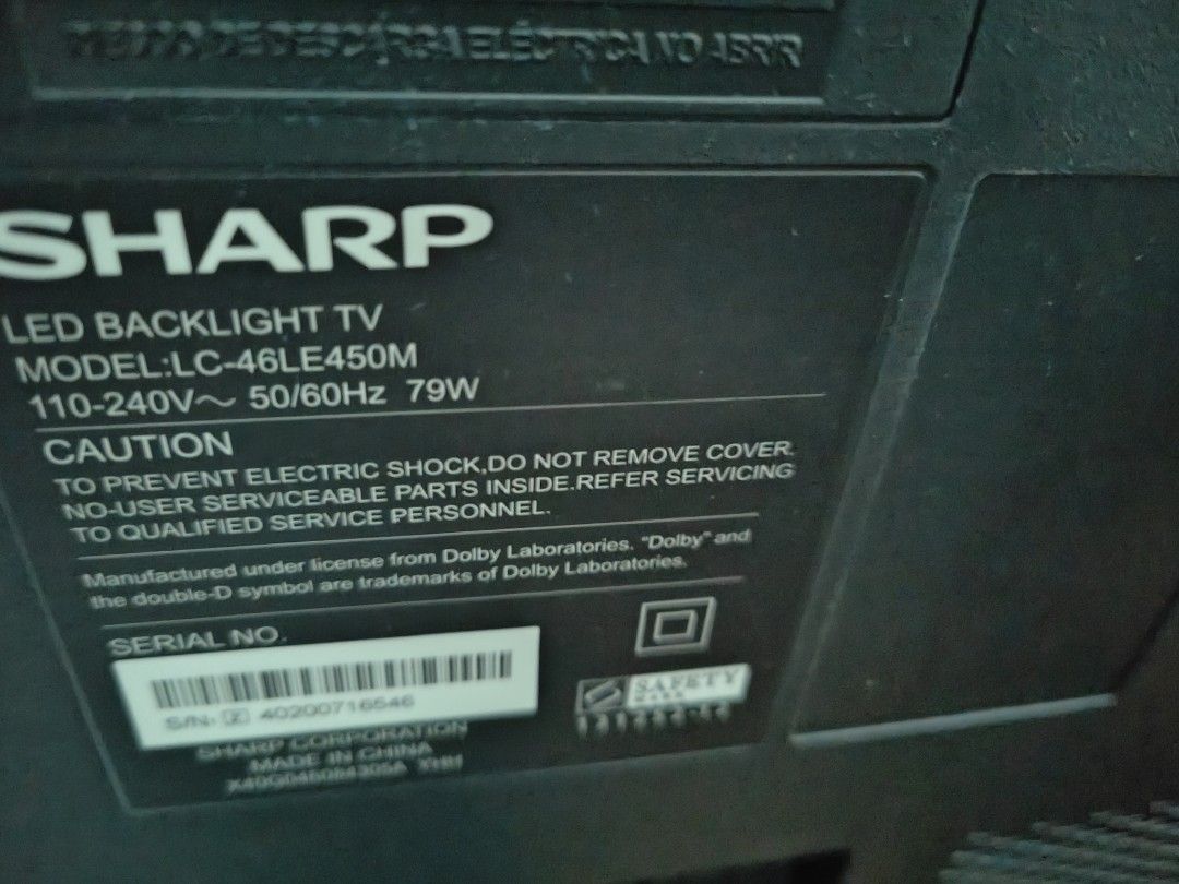 Sharp Aquos 46 inches TV, TV & Home Appliances, TV & Entertainment, TV on Carousell