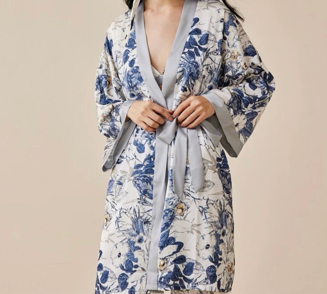 Silk Satin Robe - Anti Static Mid length, Women's Fashion, Coats ...
