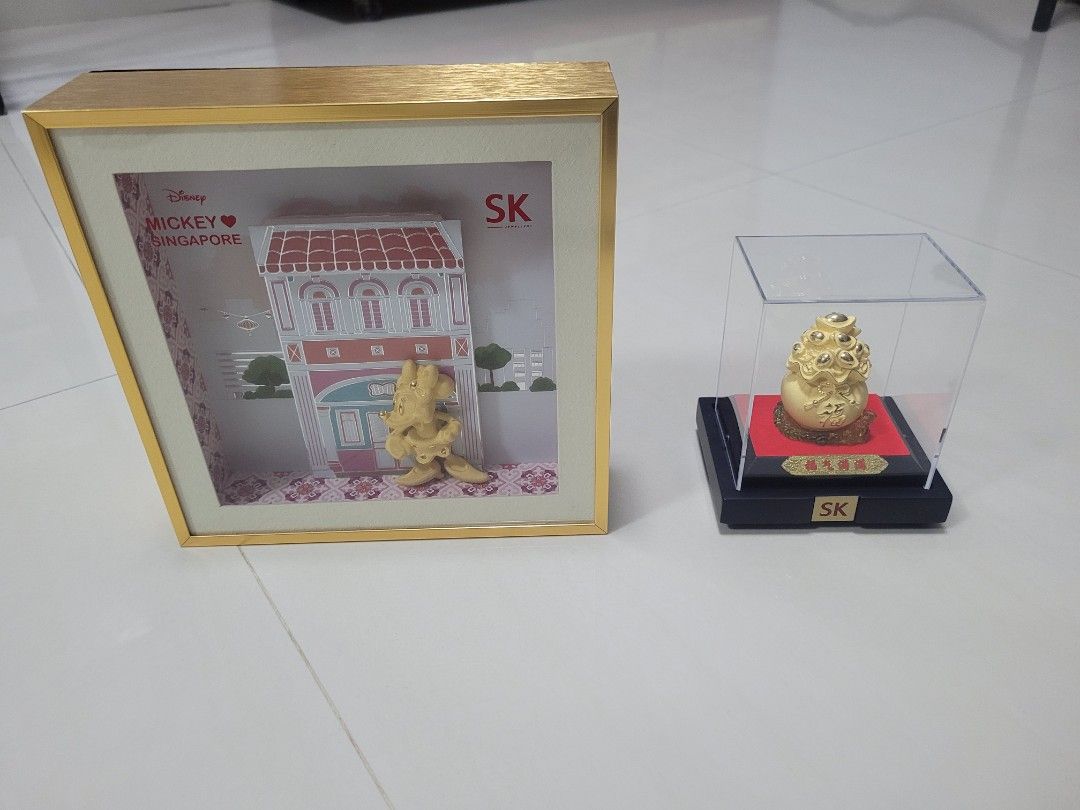 999 SK Gold plated displays set mickey mouse with short house and FU ...