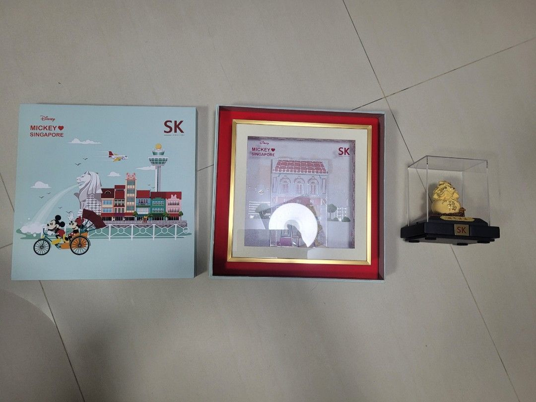 999 SK Gold plated displays set mickey mouse with short house and FU ...