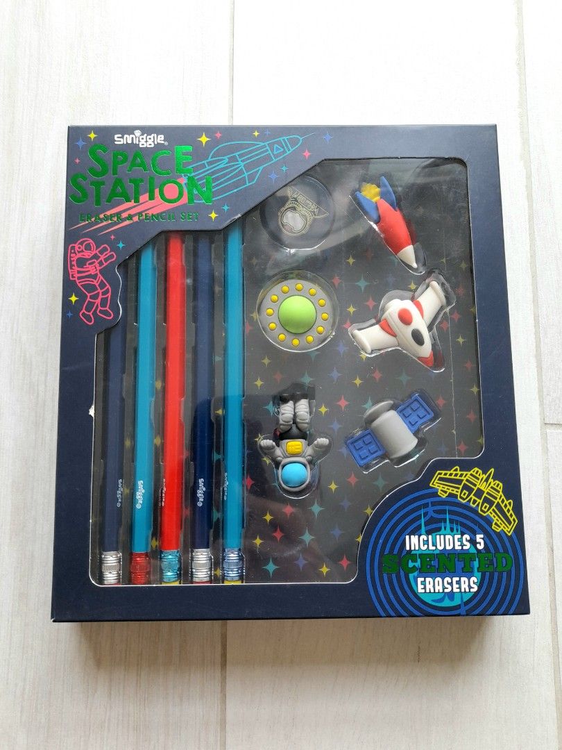 Smiggle Space Station Eraser & Pencil Set, Hobbies & Toys, Stationery ...