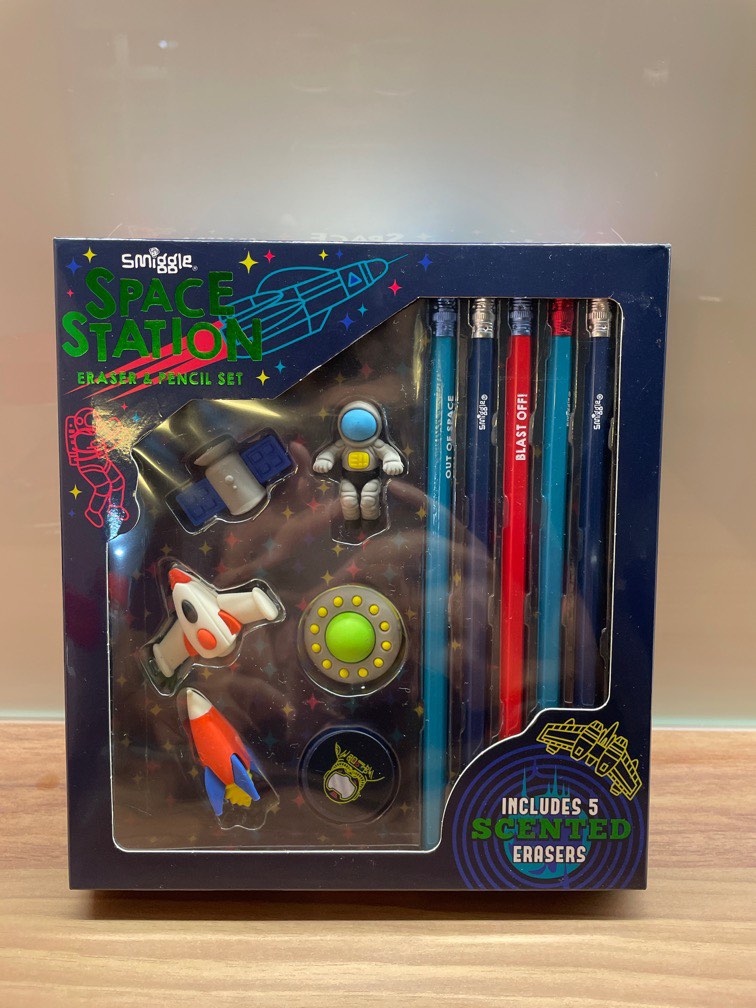 Smiggle Space Station Eraser & Pencil Set, Hobbies & Toys, Stationery ...