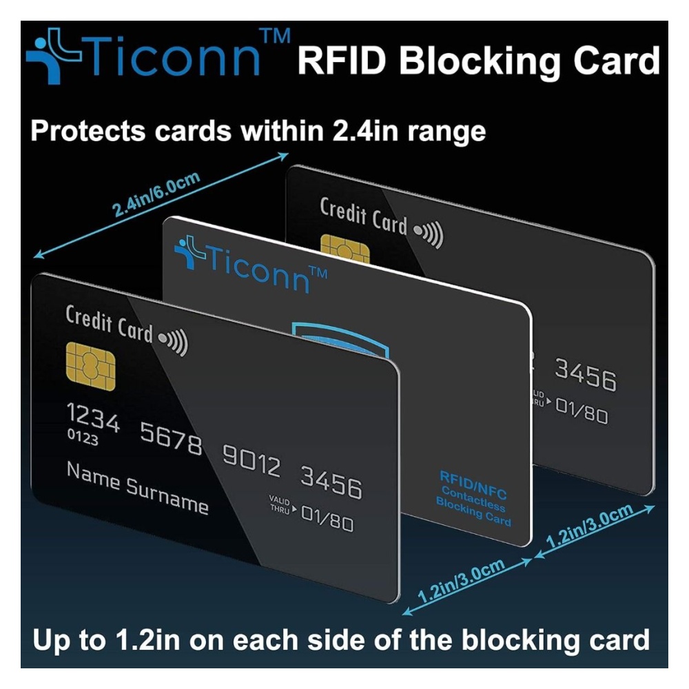 TICONN RFID Blocking Cards - 4 Pack, Premium Contactless NFC Debit ...