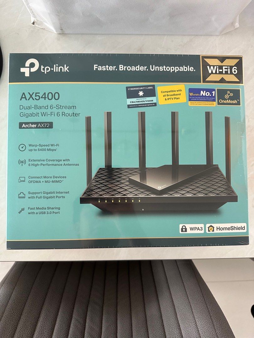 TP-Link AX5400 Dual-Band 6-Stream Gigabit Wi-Fi 6 Router Archer AX72 ...