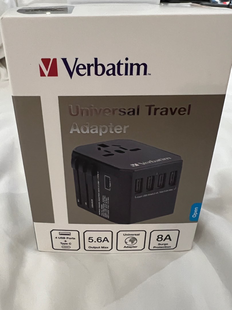 全新 Verbatim universal travel adapter 4 USB Ports, 家庭電器, 轉插器及插頭 - Carousell