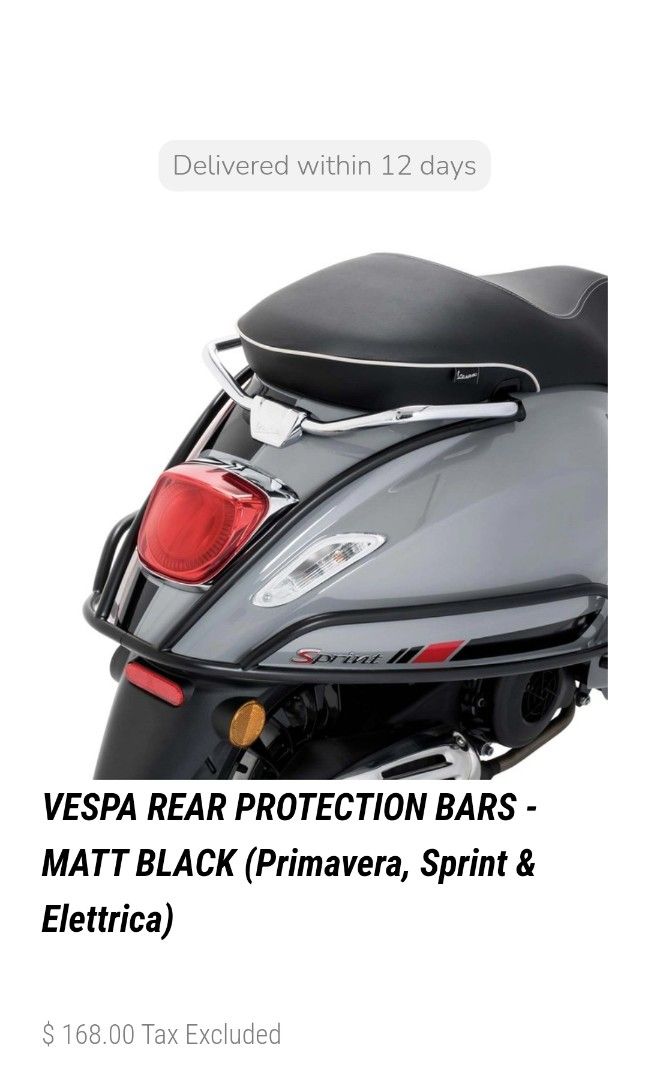 Vespa original rear protection bar, Motorcycles, Motorcycle Accessories ...
