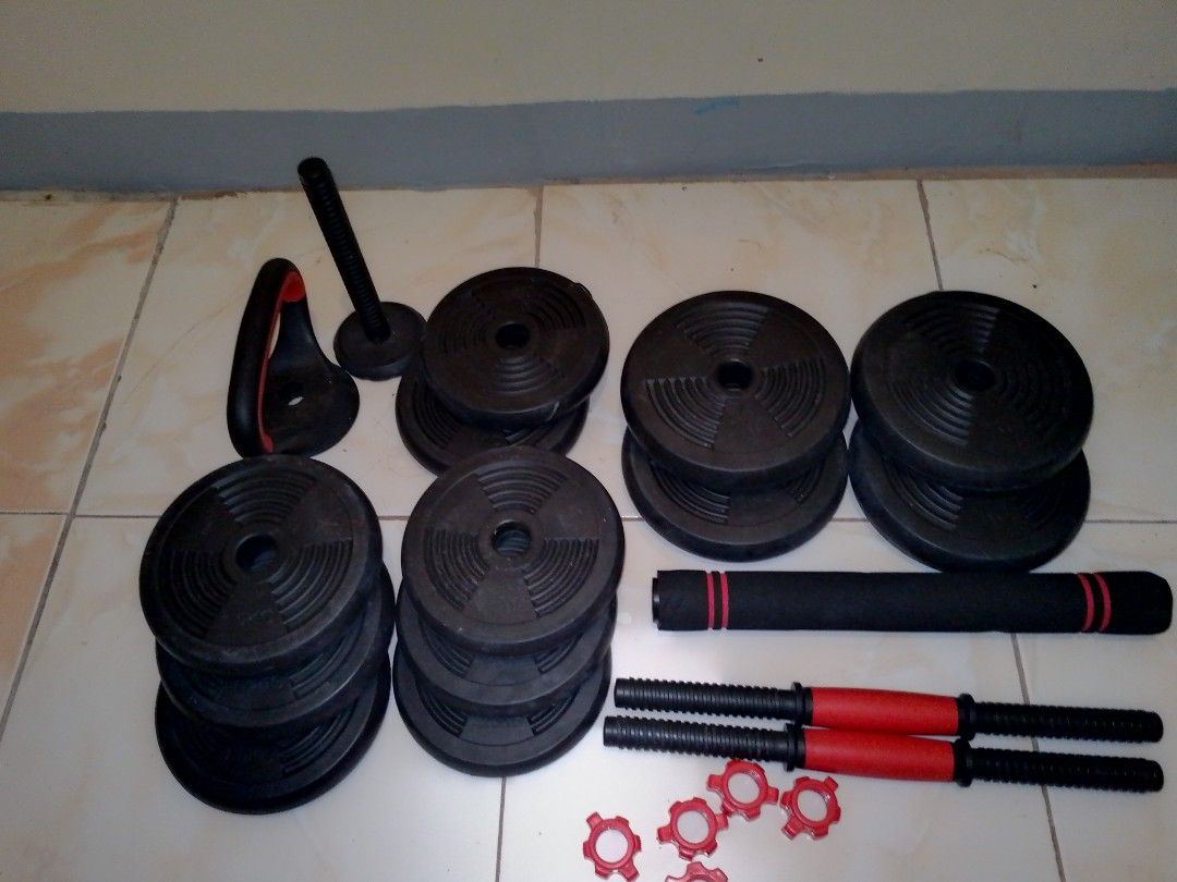 Weights & Dumbbells 19kg total weight adjustable 3 purposes, Sports Equipment, Exercise ...