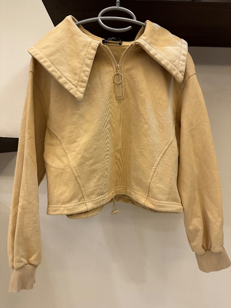 Westlink Yellow Cropped Large Collar Jacket, Women's Fashion, Coats ...