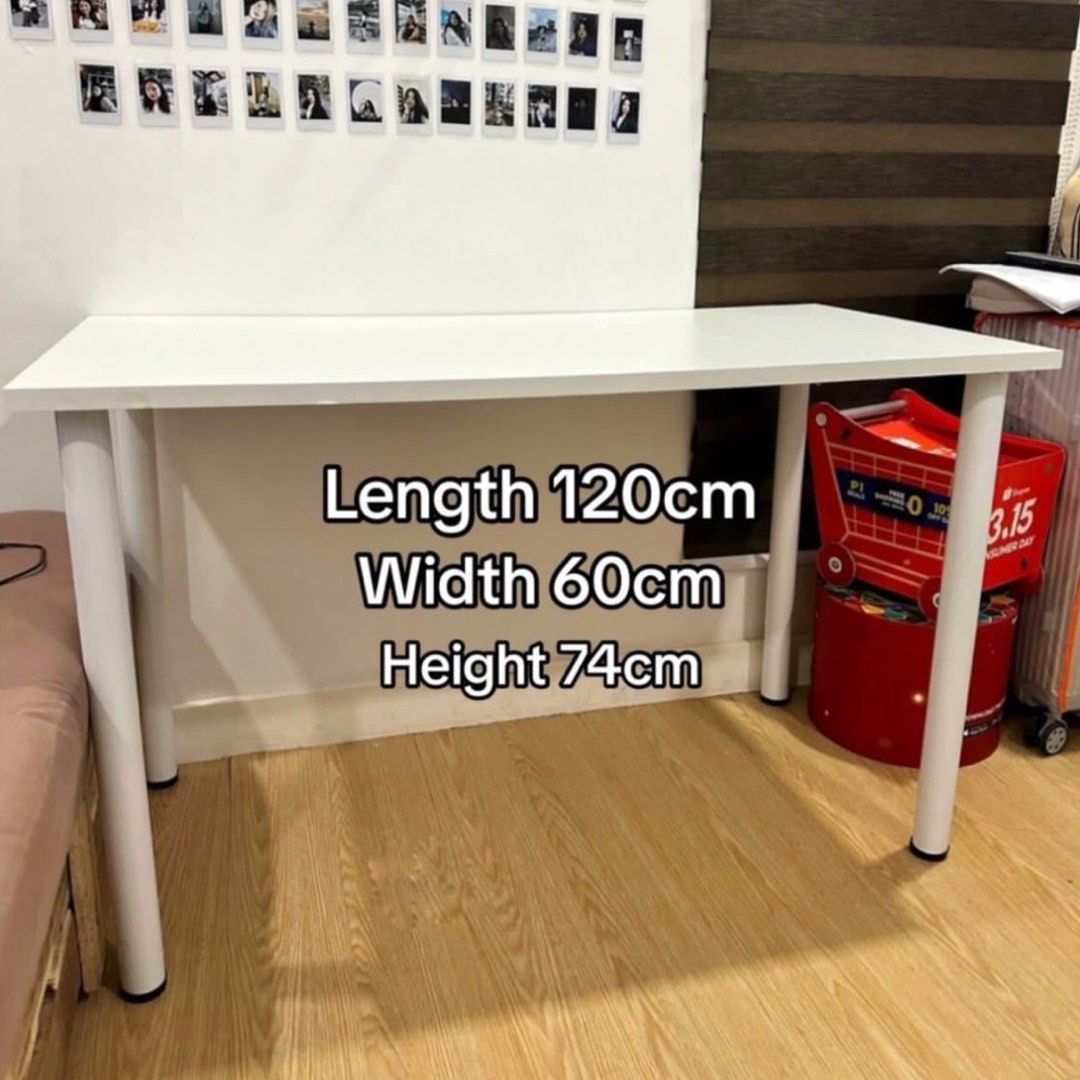 White Nordic Style Study Table, Furniture & Home Living, Furniture ...