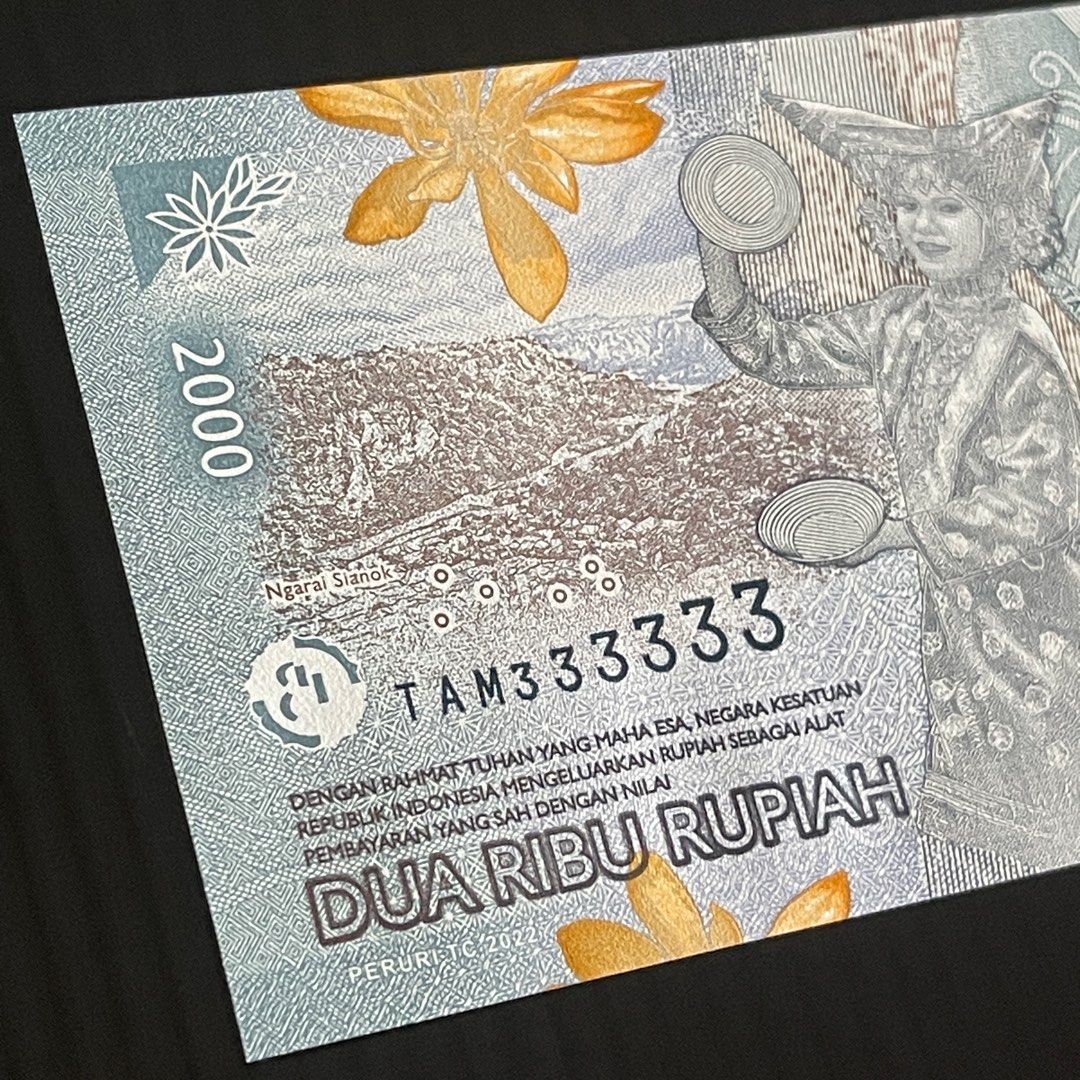2022 INDONESIA 2,000 2000 RUPIAH TAM 333333 P-163 UNC > MOHAMMAD HOESNI ...