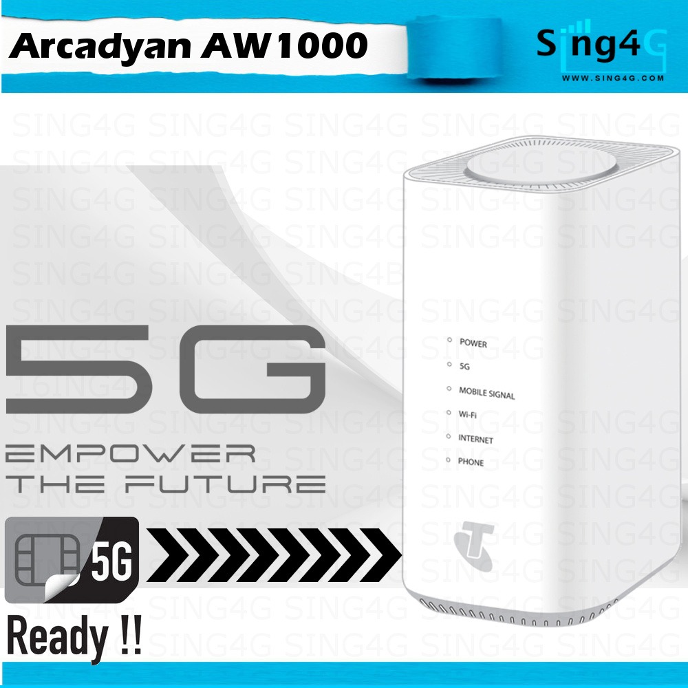 5G SIM ROUTER Arcadyan Telstra AW1000 5G X55 WiFi 6 AX3600 160MHz, Gigabit Ethernet Port 2.5Gbps ...