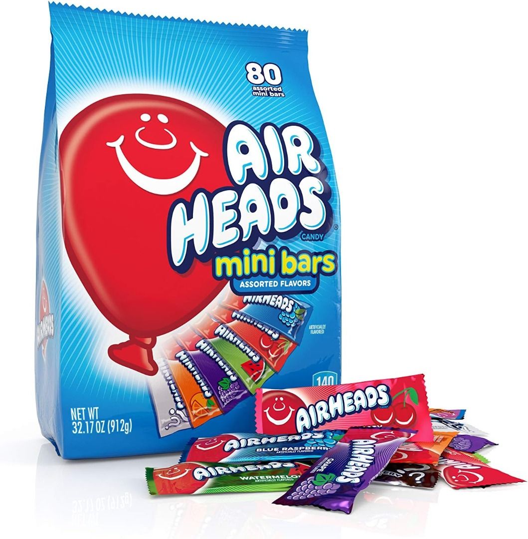Airheads Candy Mini Bars, Assorted Fruit Flavors, Individually Wrapped ...
