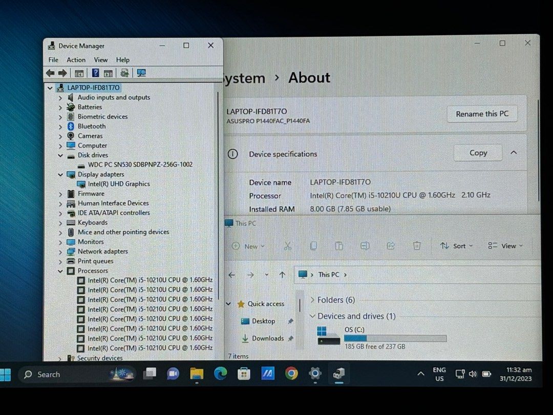 ASUSPRO P1440FA Business Laptop 14" inch Processor intel 10th Gen i5 ...