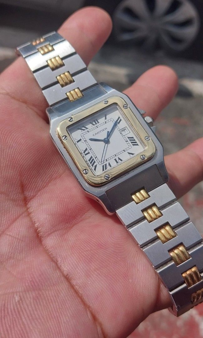 Cartier Tank Santos Steel / 18k yellow Gold, Luxury, Watches on Carousell