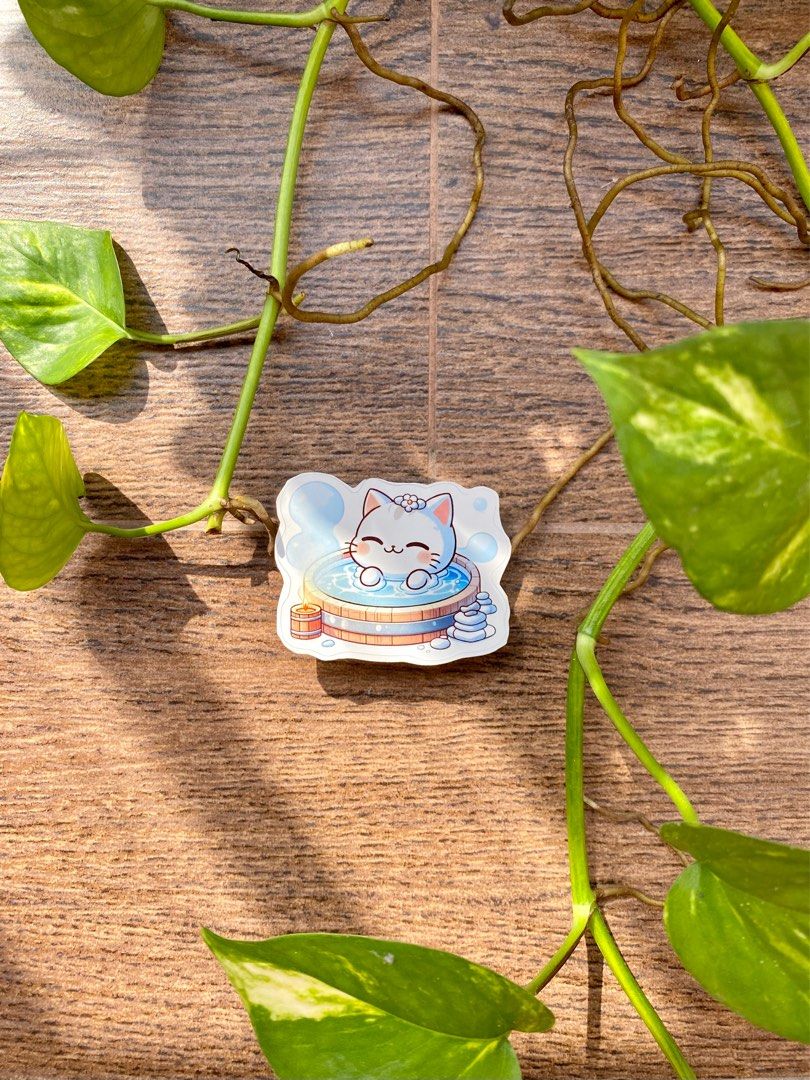 cat soaking in a tub sticker, Hobbies & Toys, Stationery & Craft, Art ...