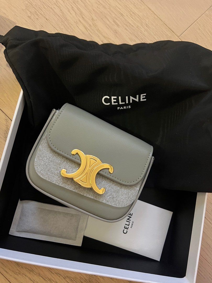 Celine mini triomphe in green clay, Luxury, Bags & Wallets on Carousell