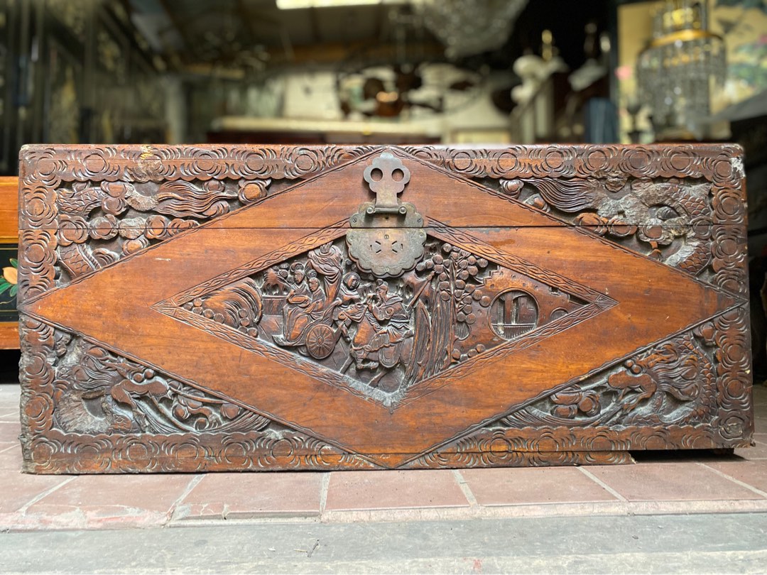 Chinese wooden carved chest/baul, Hobbies & Toys, Memorabilia ...
