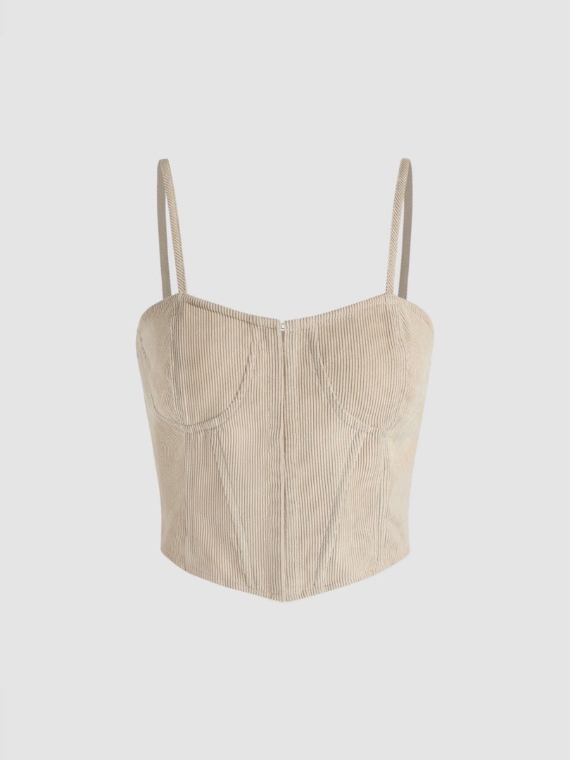 Cider - solid corduroy corset top, Women's Fashion, Tops, Sleeveless on Carousell