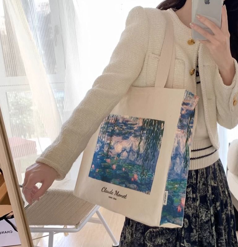 Claude Monet Collection Water Lilies Premium Tote Bag, Women's Fashion ...