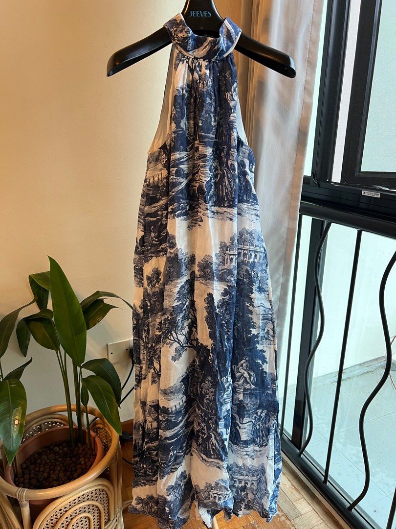 COS French toile linen maxi dress blue, Women's Fashion, Dresses & Sets ...
