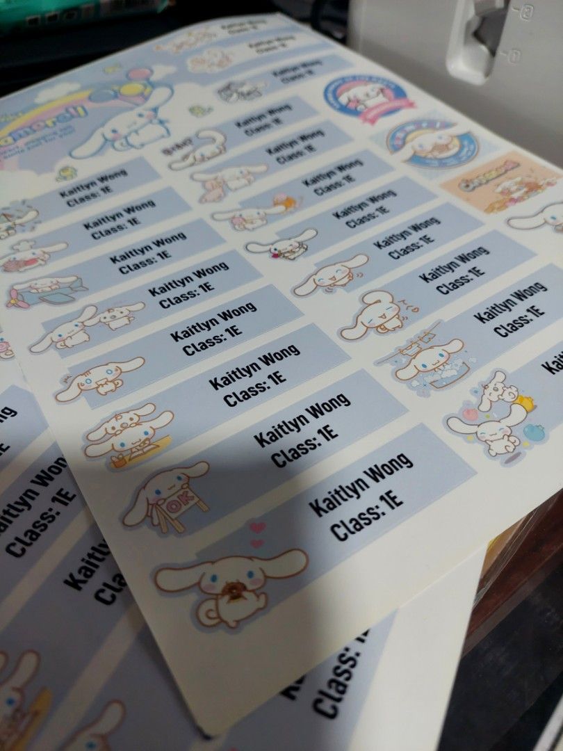 Cute Name Stickers Printing - Cinnamoroll, Hobbies & Toys, Stationery ...