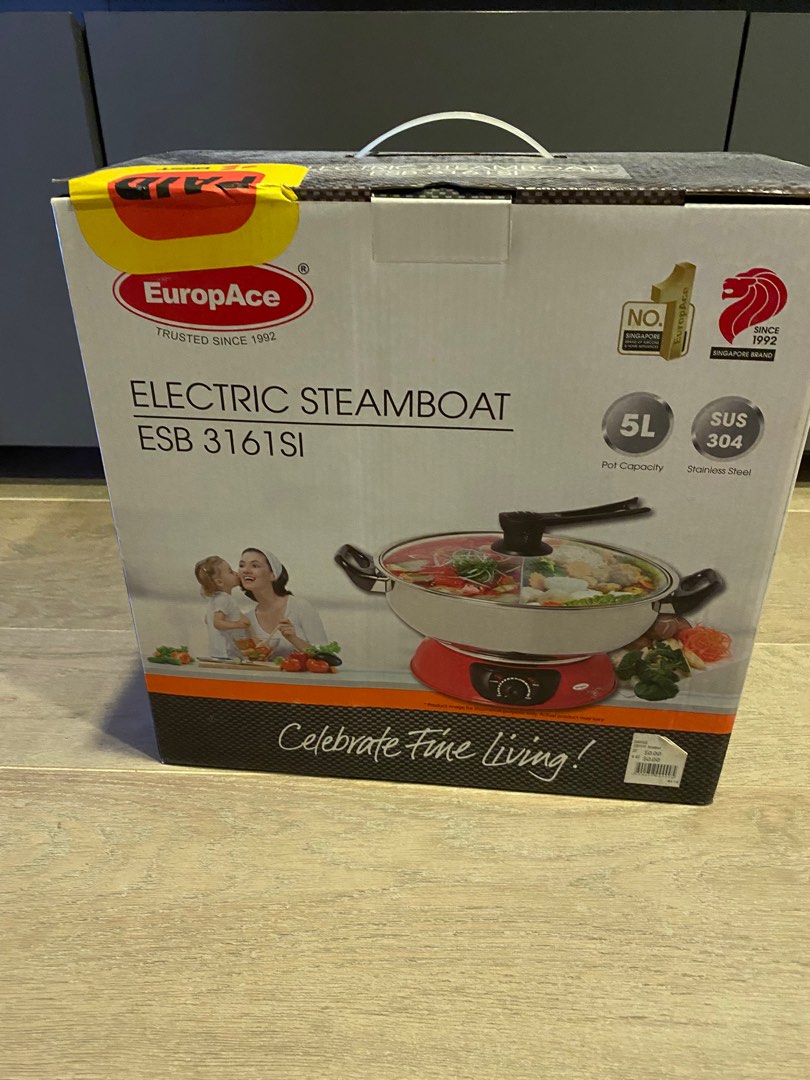 EuropAce ESB3161S 5L Electric Steamboat with Dual Pot, TV & Home ...