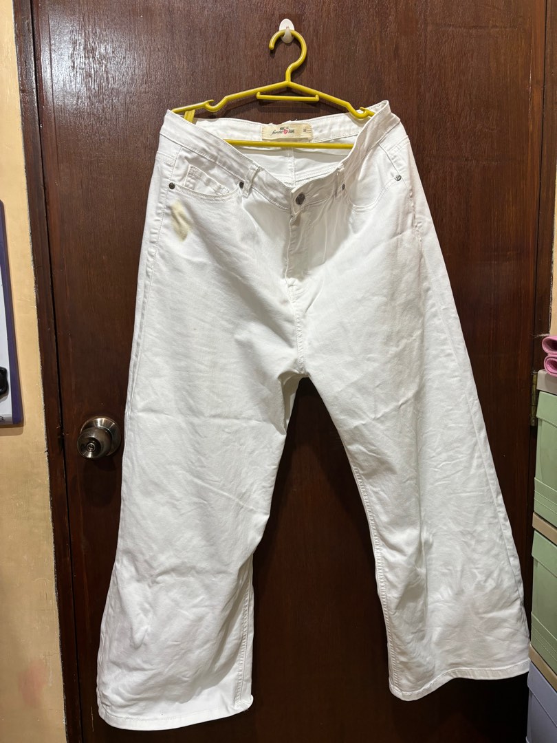 For Me White Maong Pants Jeans Baggy, Women's Fashion, Bottoms, Other ...