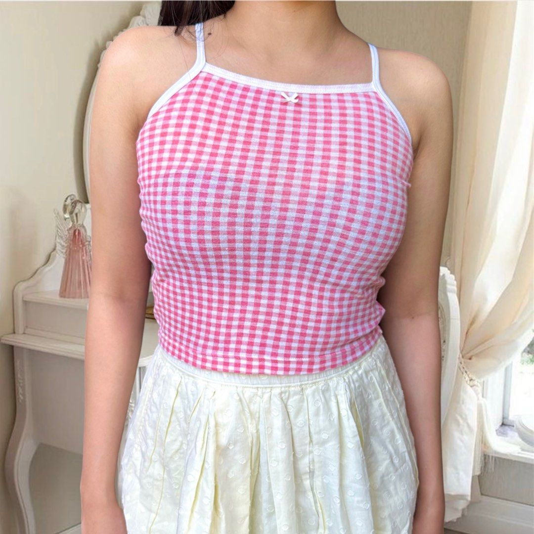 Gingham picnic bow cami top | cottagecore coquette fairycore kid ...