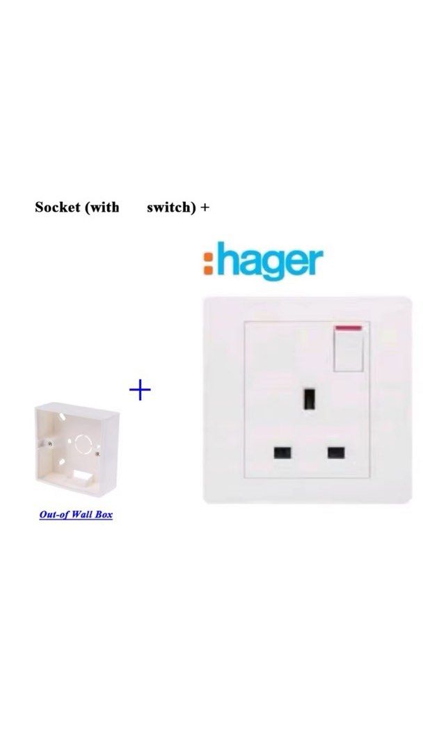 Hager MUSE 13A Switched Socket, Furniture & Home Living, Home ...