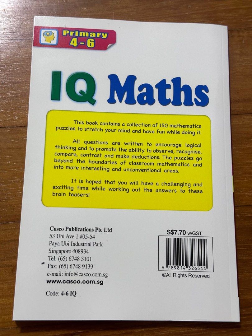 CASCO IQ Math. 150 Brain Teasers to stretch and challenge your mind. (Primary 4-6), Hobbies ...