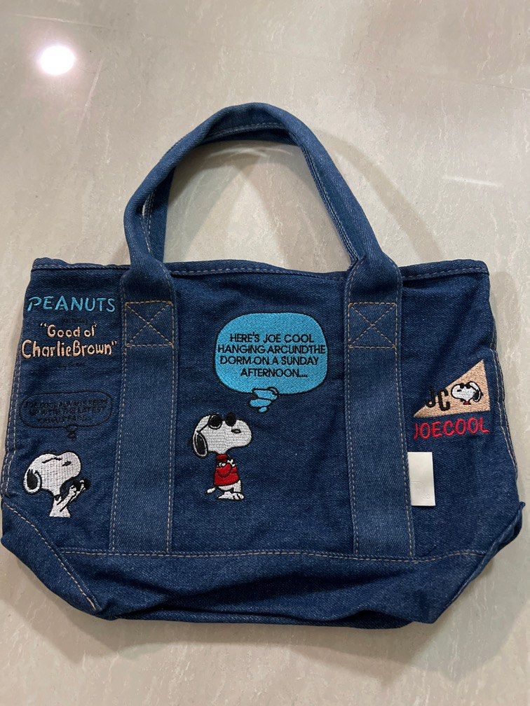 Japan Rootote Snoopy Denim Tote Bag (Brand New with Packaging ), Women's Fashion, Bags & Wallets ...