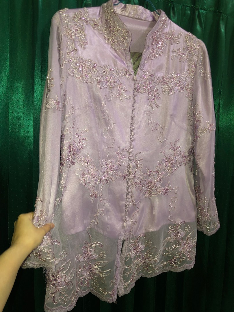 Kebaya Brokat warna Lilac (full furing), Fesyen Wanita, Muslim Fashion ...