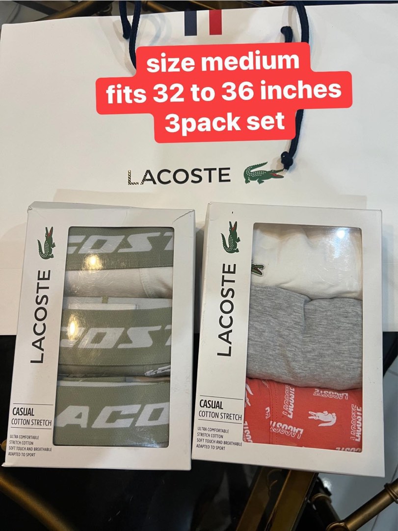 Lacoste men boxer shorts 3 packs set, Men's Fashion, Bottoms, Underwear on Carousell