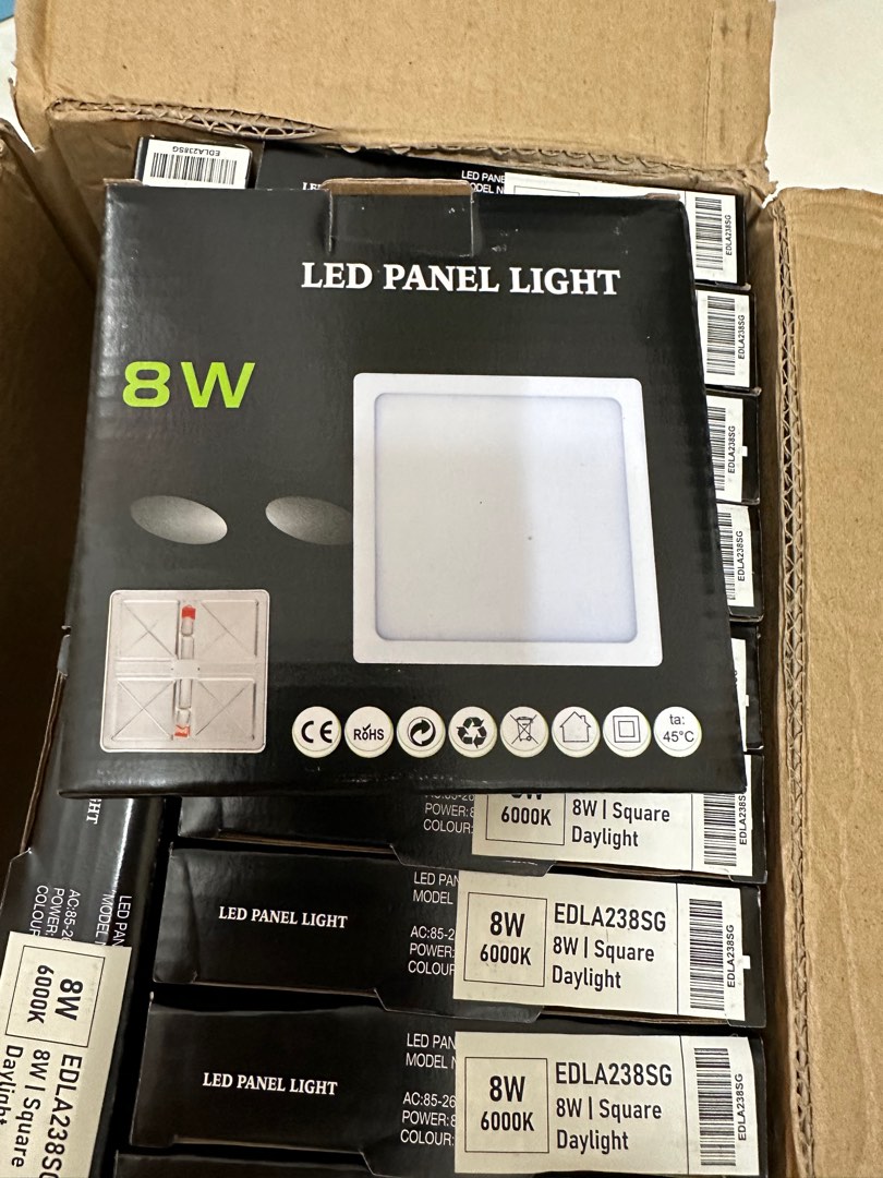 LED Panel Light 8W square daylight, Furniture & Home Living, Lighting ...