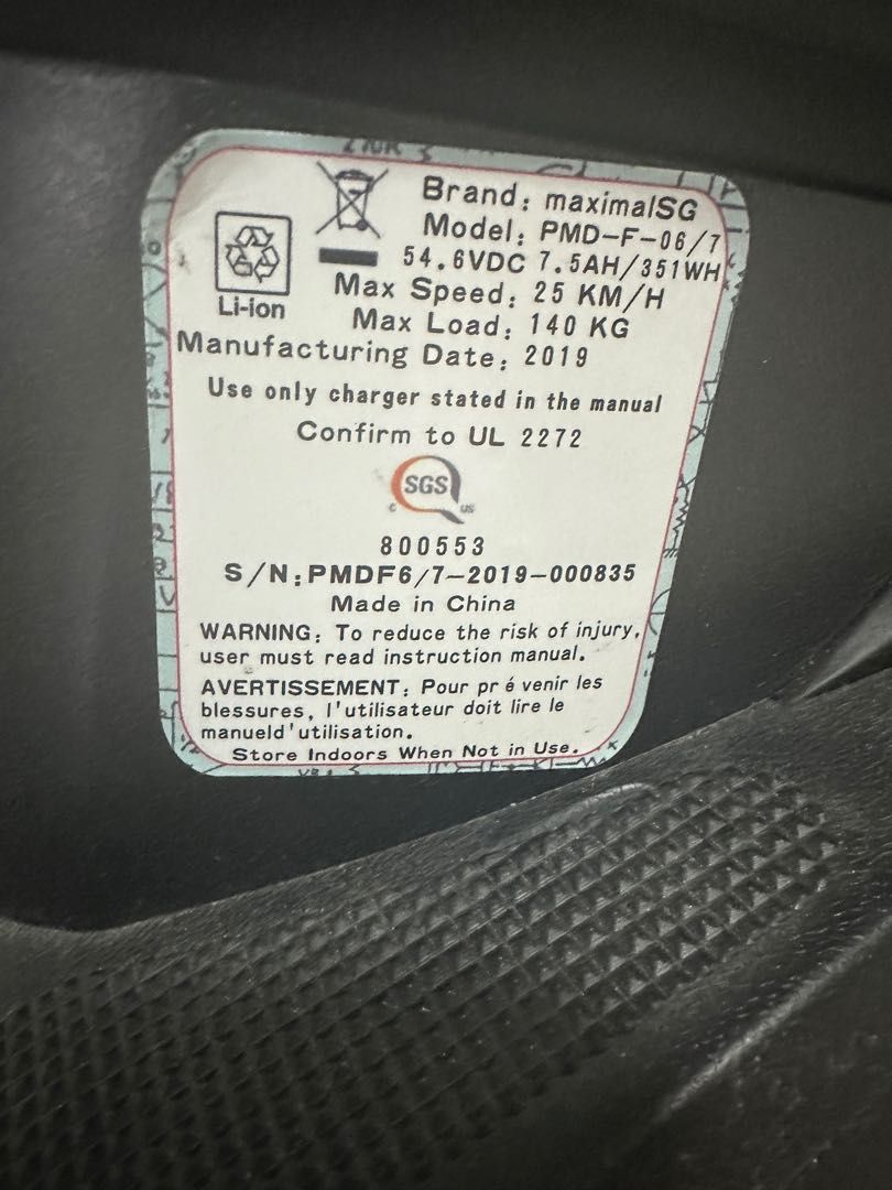 Maximal SG PMD E-Scooter, Sports Equipment, PMDs, E-Scooters & E-Bikes ...