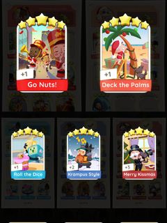 MONOPOLY GO! 5 STICKERS krampus style/deck the palms/go nuts, Video ...