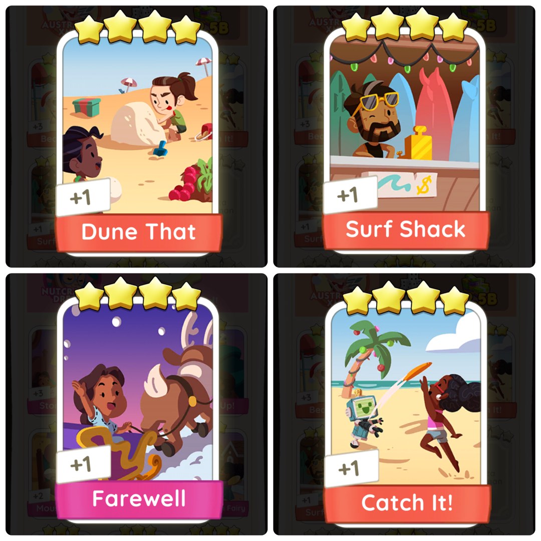 Monopoly Go FAREWELL, SURF SHACK, DUNE THAT, CATCH IT, Hobbies & Toys ...