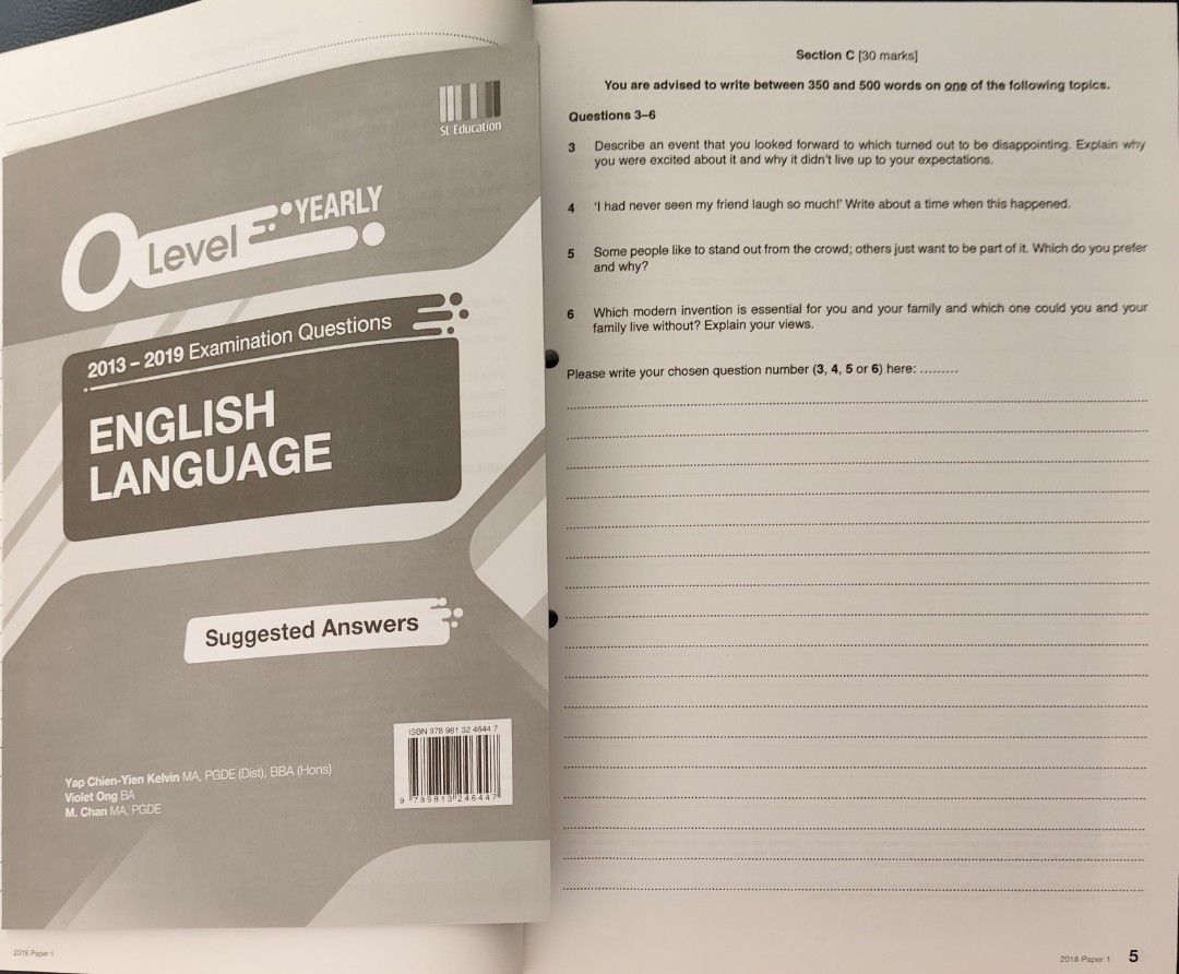 O Level English Language Yearly TYS (2013-2019), Hobbies & Toys, Books ...