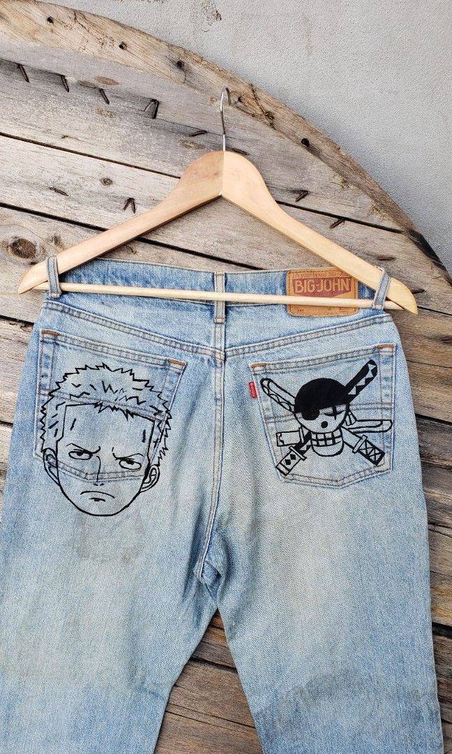 One piece jeans custom Luffy zoro, Men's Fashion, Bottoms, Jeans on ...