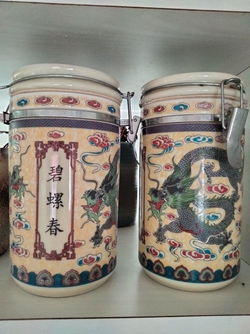 Porcelain Chinese dragon design canisters, Furniture & Home Living ...