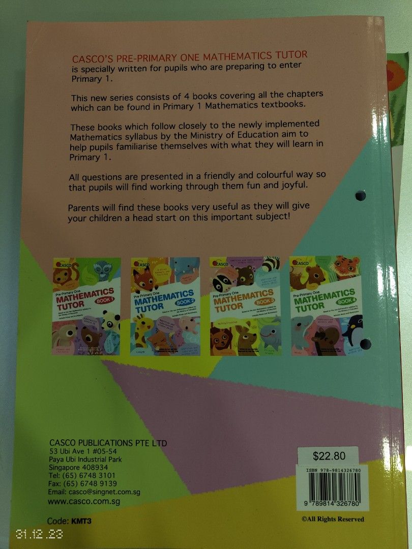 Pre- Primary One Mathematics Tutor Book 3, Hobbies & Toys, Books ...