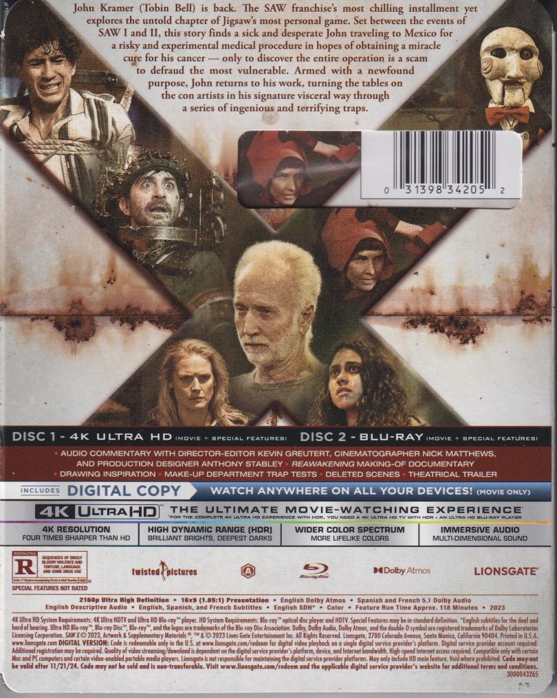 Saw X 4K (Slipcover) Blu ray / Bluray, Hobbies & Toys, Music & Media ...