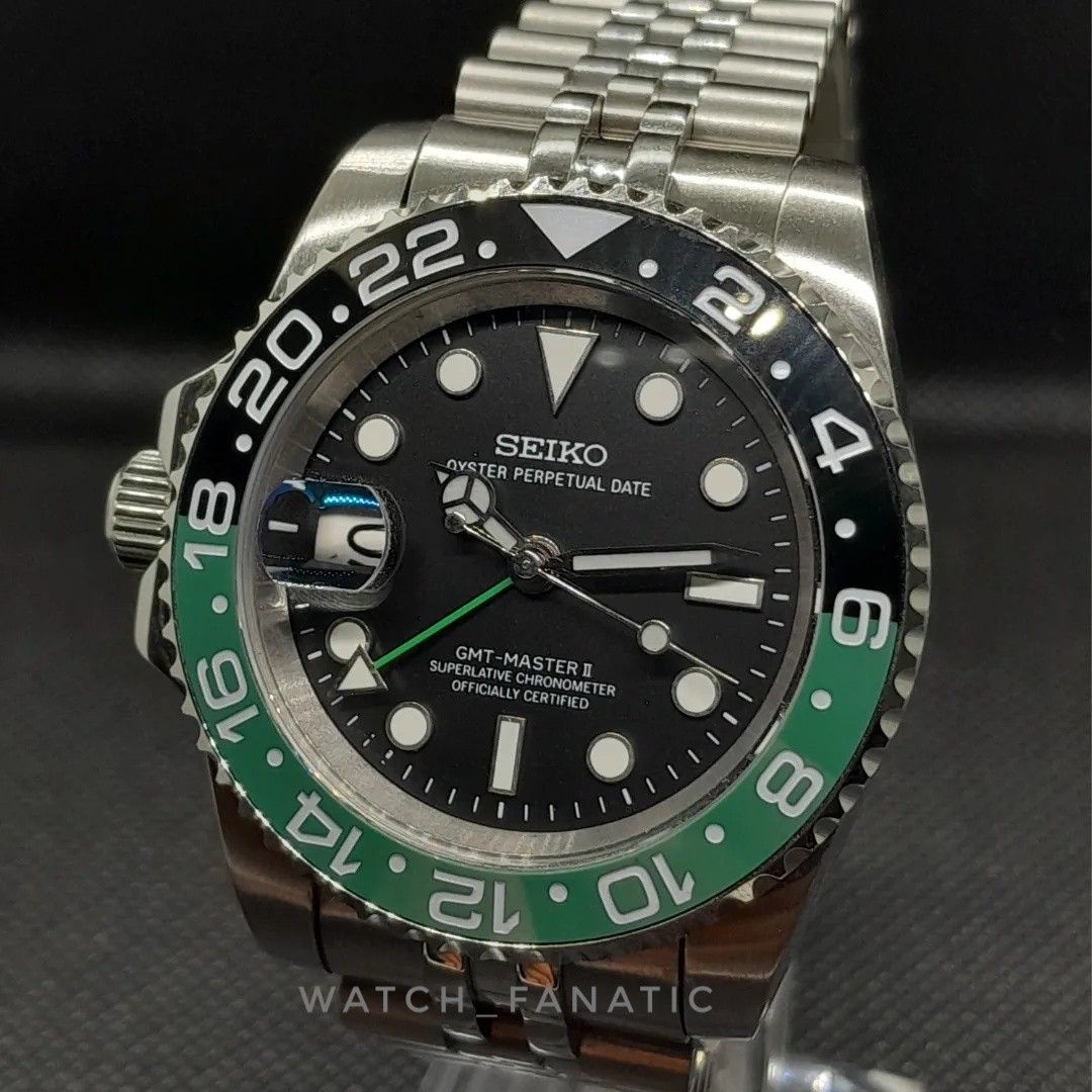 SEIKO [ LEFTY GMT MASTER 2, SPRITE MOD] 40MM JAPANESE NH35 MOVEMENT ...
