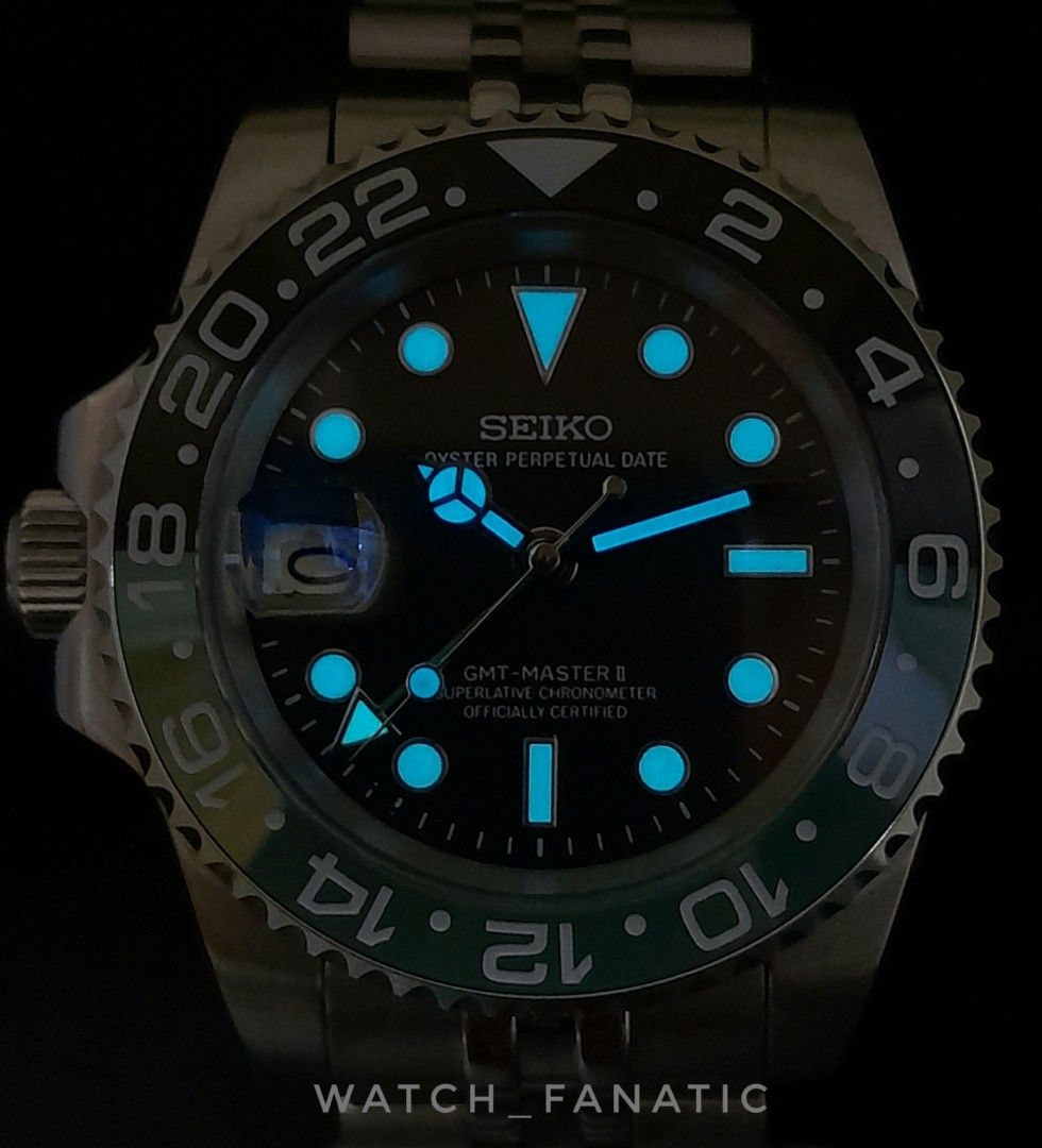 SEIKO [ LEFTY GMT MASTER 2, SPRITE MOD] 40MM JAPANESE NH35 MOVEMENT ...