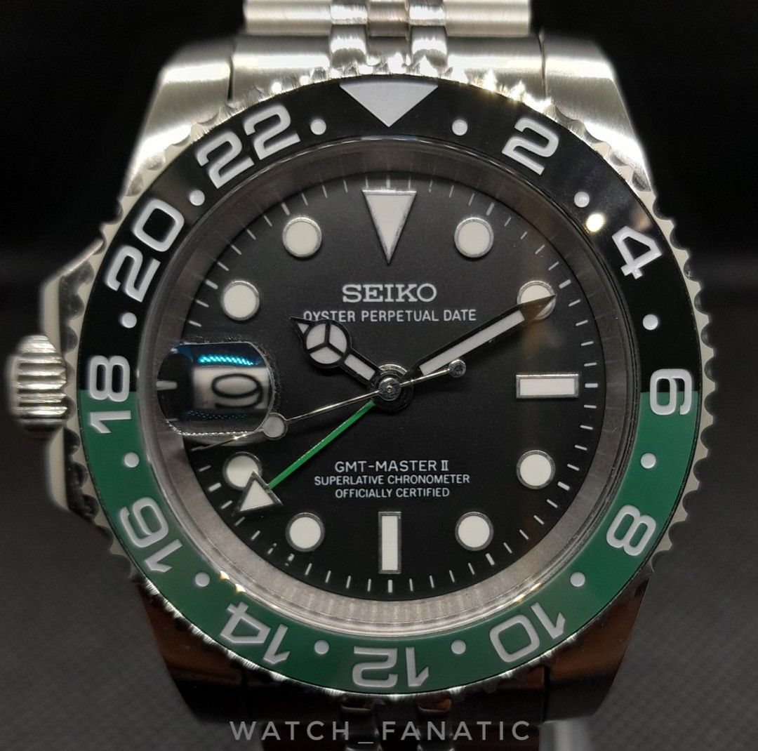 SEIKO [ LEFTY GMT MASTER 2, SPRITE MOD] 40MM JAPANESE NH35 MOVEMENT ...