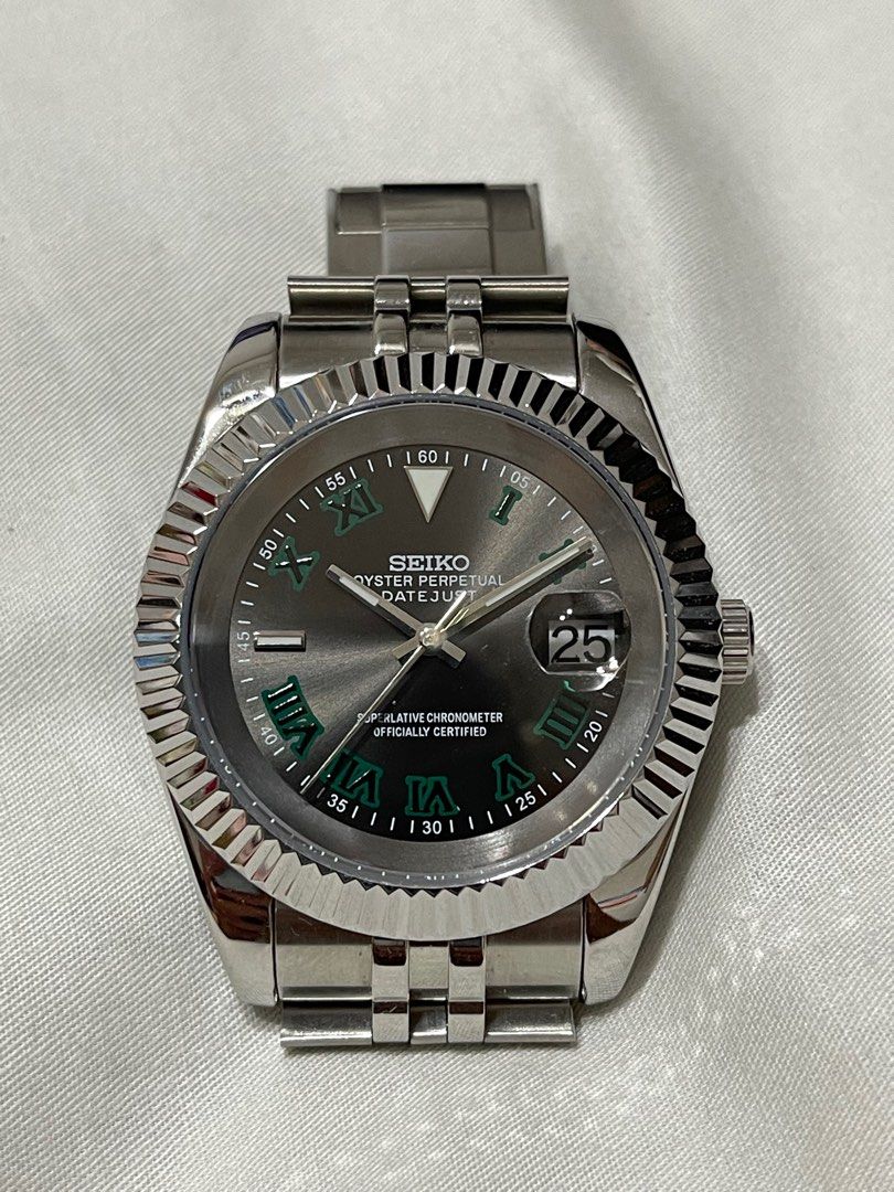 Seiko Mod DateJust Wimbledon 41mm, Men's Fashion, Watches & Accessories ...